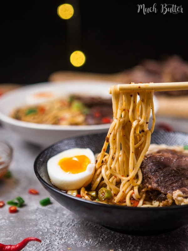 Spicy Beef Chashu Ramen Noodles with Pressure Cooker - Much Butter