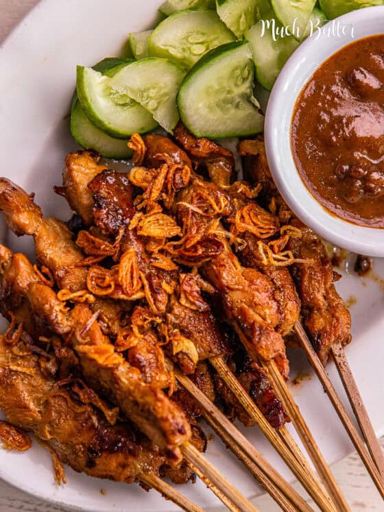 Chicken Satay with Peanut Sauce (Sweet Satay) - Much Butter