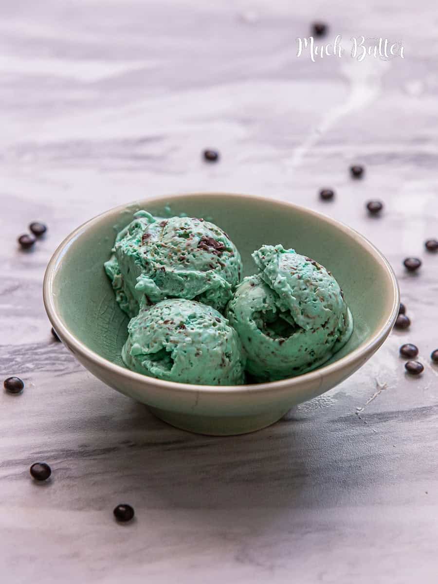 No Churn Mint Chocolate Chips Ice Cream Much Butter