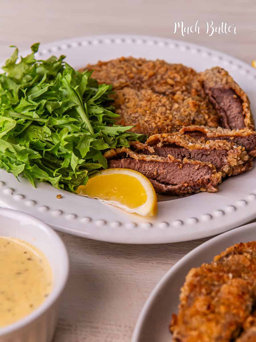 Beef Schnitzel with Garlic Butter Sauce - Much Butter