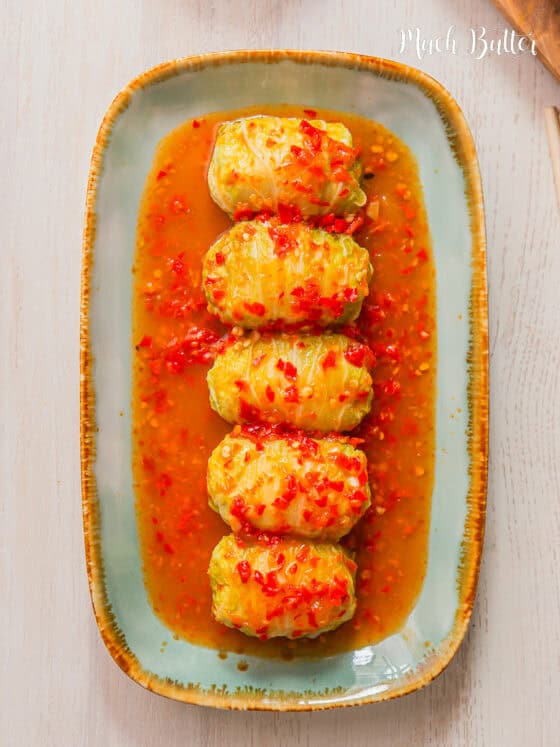 Steamed Chinese Cabbage Roll with Sweet and Spicy Sauce - Much Butter