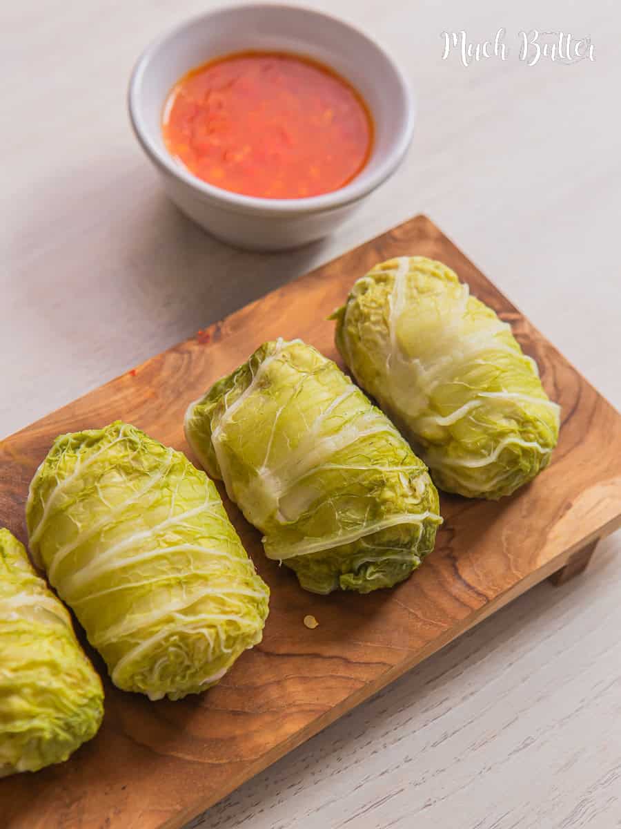 Steamed Chinese Cabbage Roll with Sweet and Spicy Sauce - Much Butter
