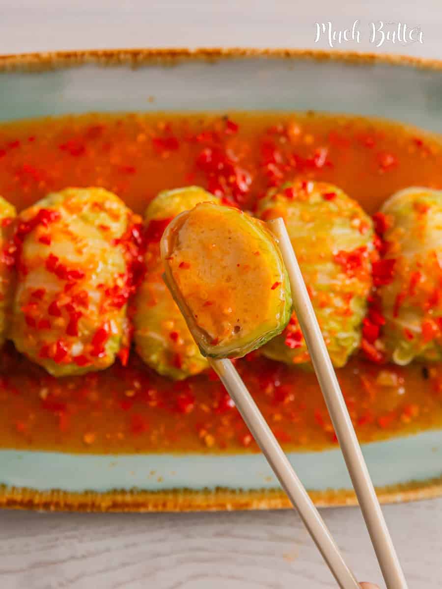 Steamed Chinese Cabbage Roll with Sweet and Spicy Sauce - Much Butter