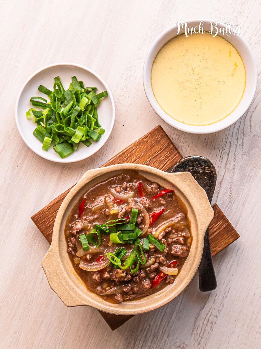 Steamed Egg with Ground Beef - Much Butter