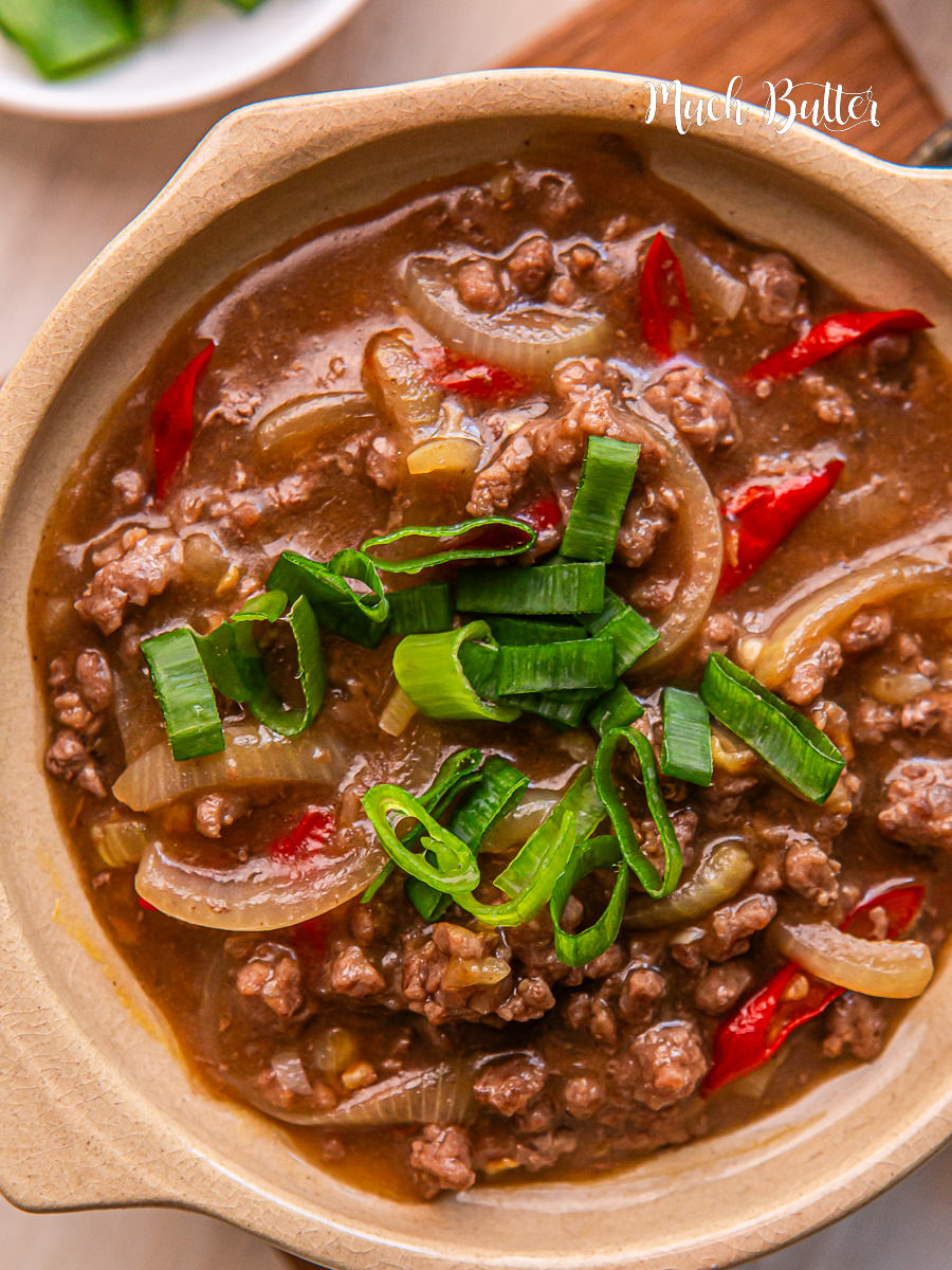 Steamed Egg with Ground Beef - Much Butter