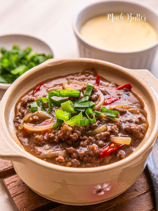 Steamed Egg with Ground Beef - Much Butter