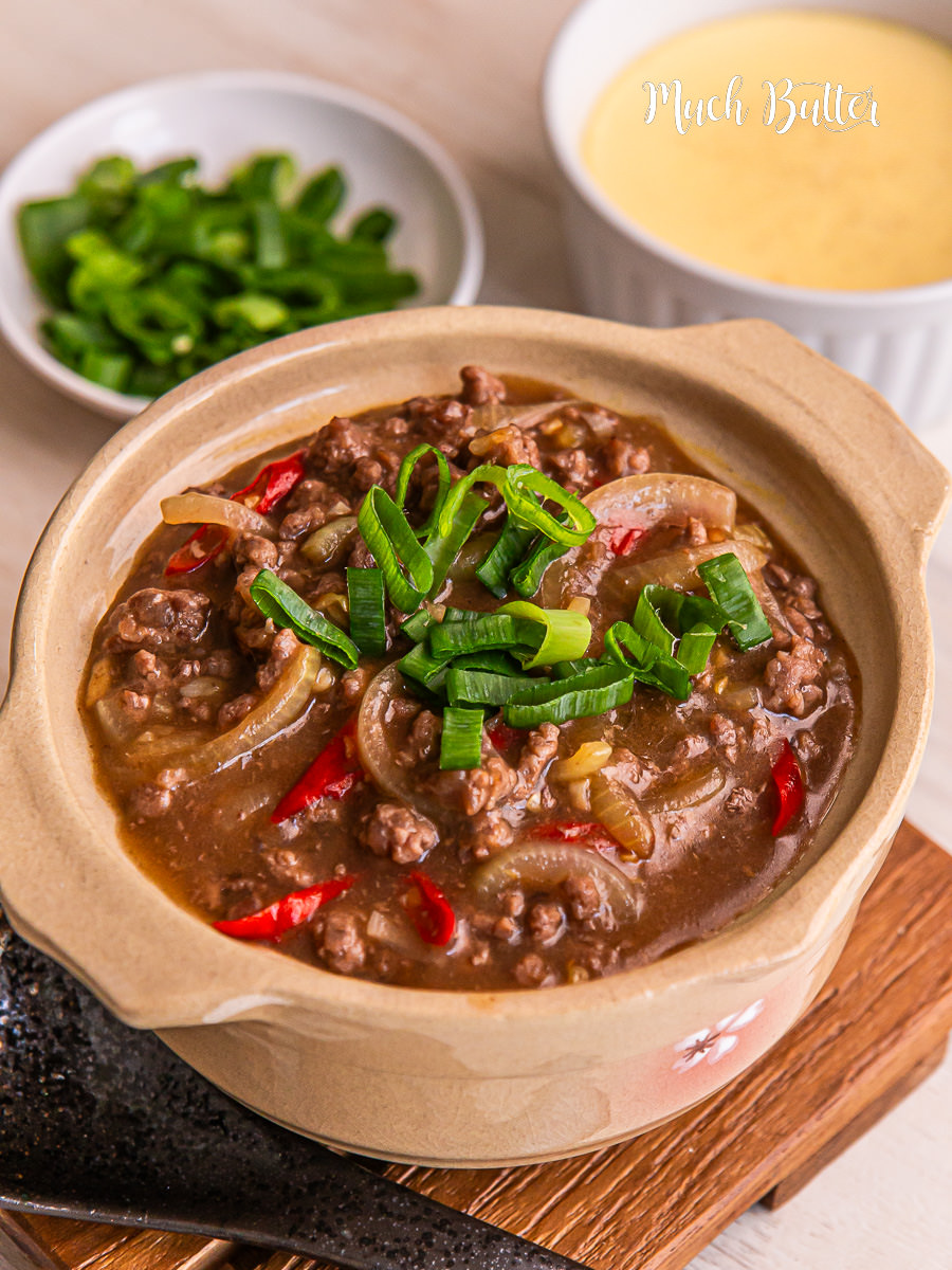 Steamed Egg with Ground Beef - Much Butter