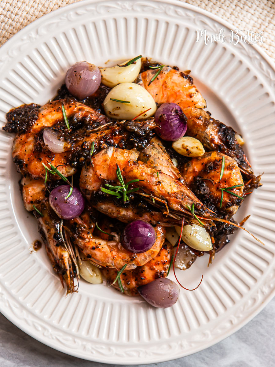 Caramelized Garlic Black Pepper Prawn - Much Butter